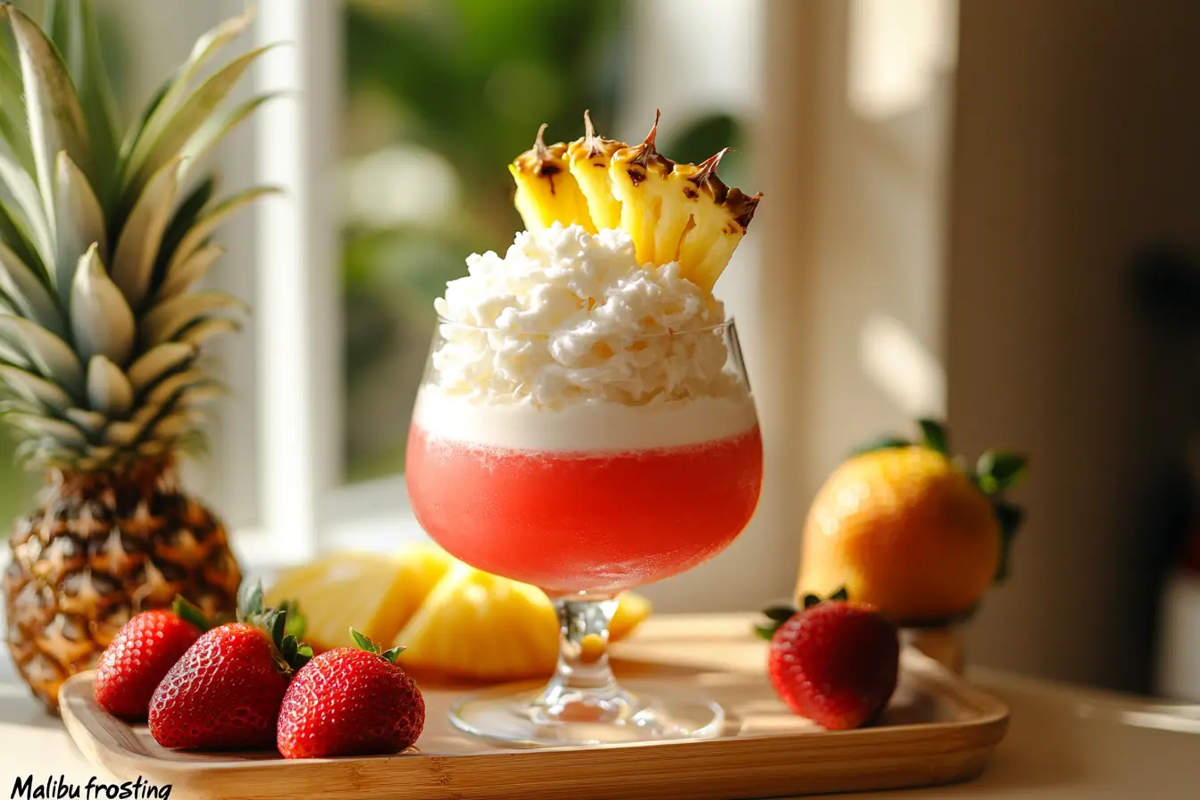 Strawberry Piña Colada with Malibu Frosting